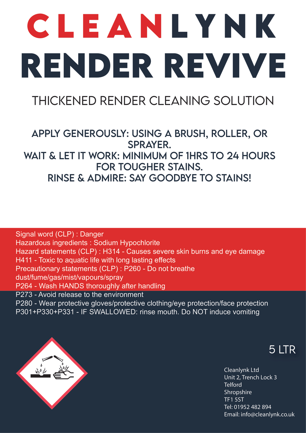 Cleanlynk RENDER REVIVE Render Cleaning Gel - 5L – Cleanlynk Ltd